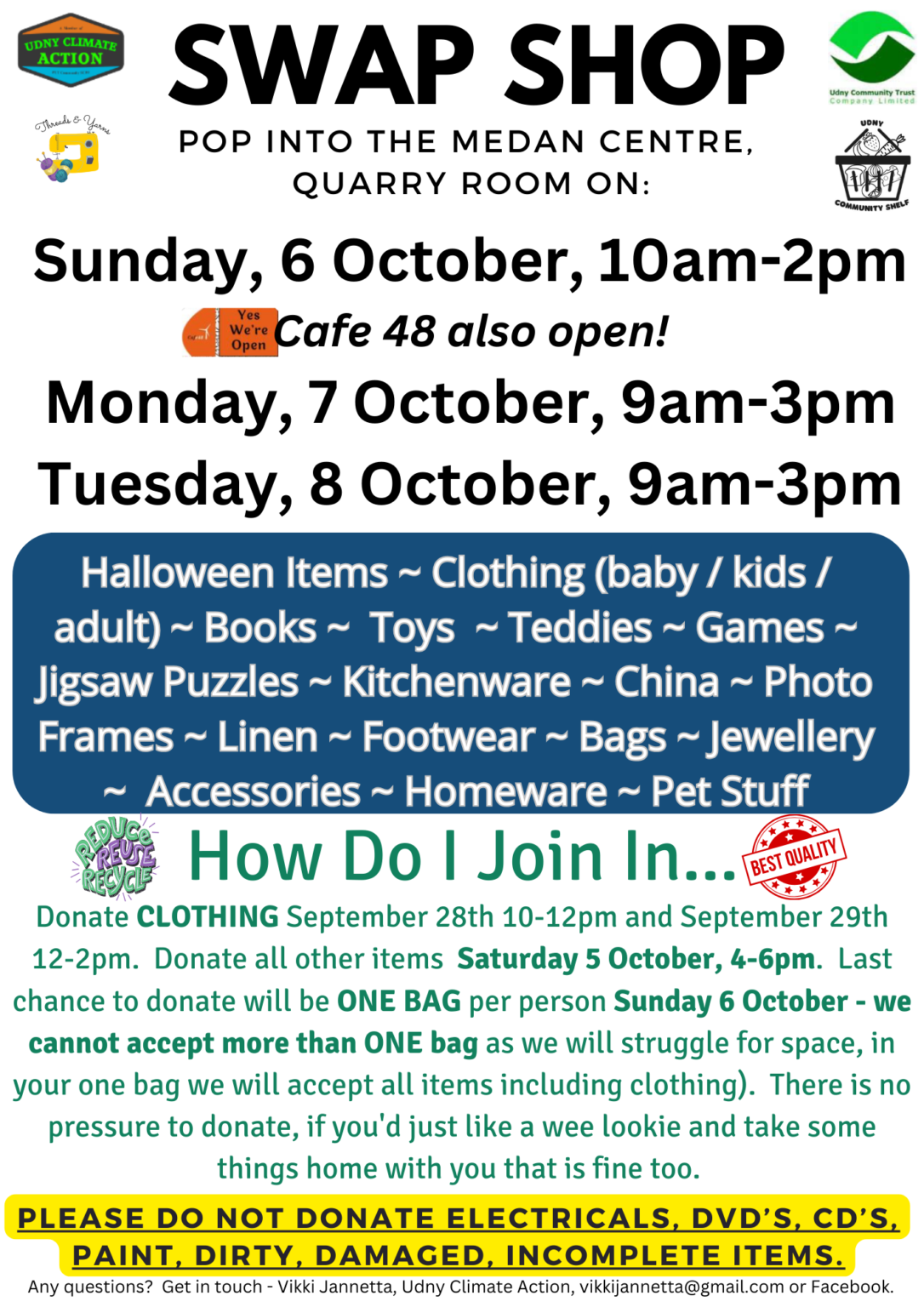 Swap Shop - Sunday 6th October - UDNY Community Trust Company